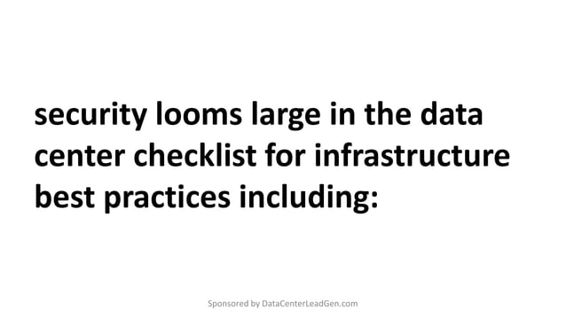 Data Center Checklist for Infrastructure Best Practices (SlideShare ...