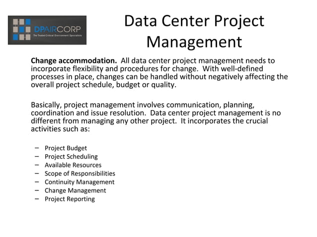 Data Center Project Management: Key Components of a Successful System ...