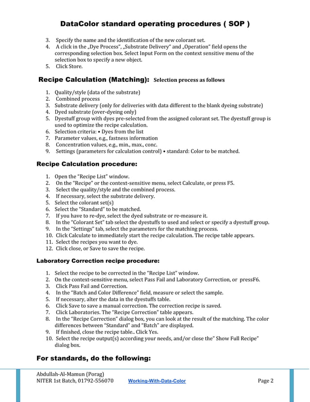 datacolor spectrophotometer working procedure | PDF | Computing ...