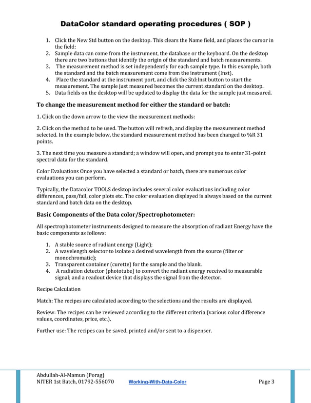datacolor spectrophotometer working procedure | PDF | Computing ...