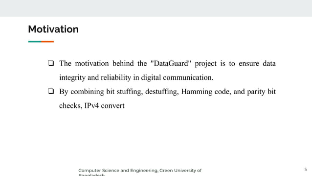 Presentation on DataGuard: Data Transmission & Error Detection System | PPT