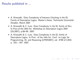 Data Complexity in EL Family of Description Logics | PDF | Databases | Computer Software and ...