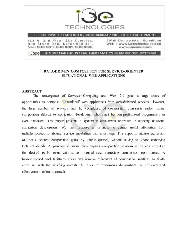 Data Driven Composition For Service Oriented Situational Web