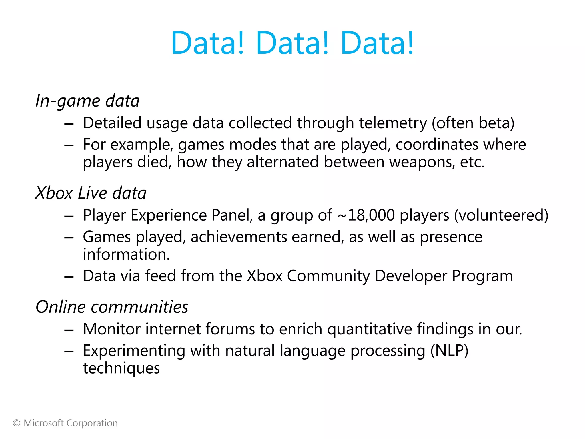 Data driven games user research | PPT
