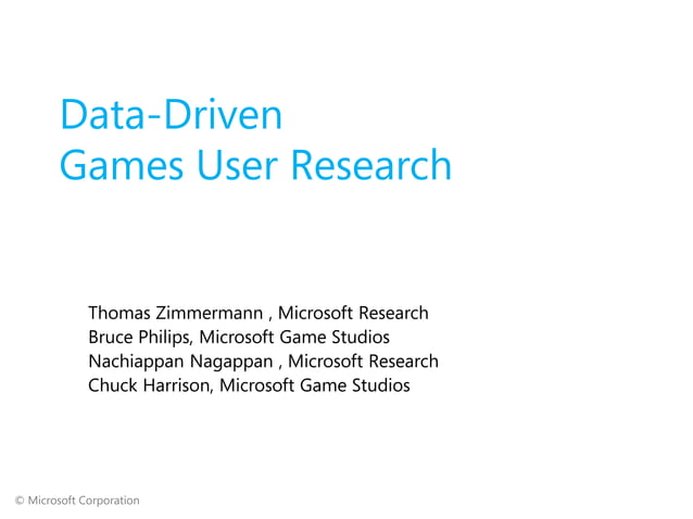 Data driven games user research | PPT