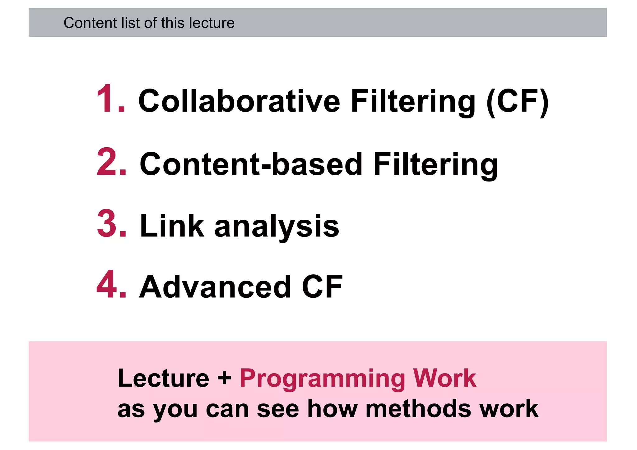 Collaborative Filtering 1: User-based CF | PDF