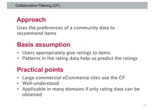 Collaborative Filtering 1: User-based CF | PDF