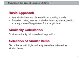 Collaborative Filtering 2: Item-based CF | PDF