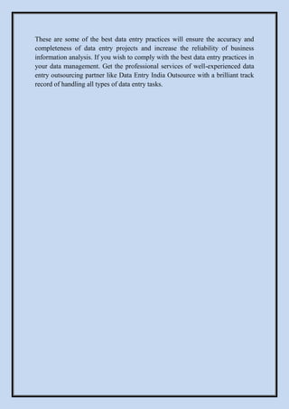 Data Entry Best Practices to Enhance Data Accuracy - DEIO | PDF