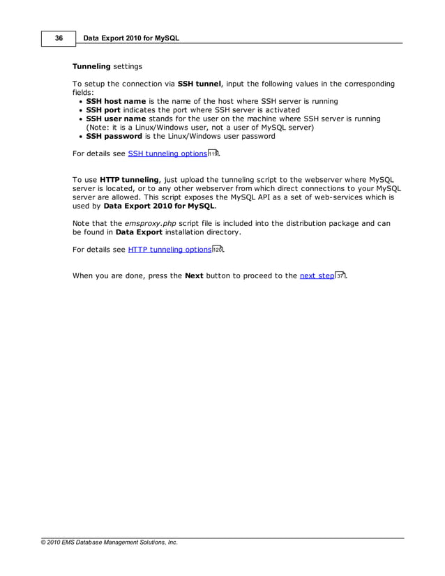 Data Export 2010 for MySQL | PDF