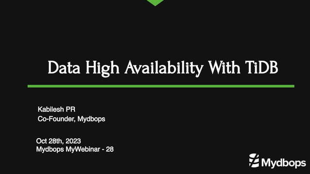 Data High Availability With TIDB | PPT