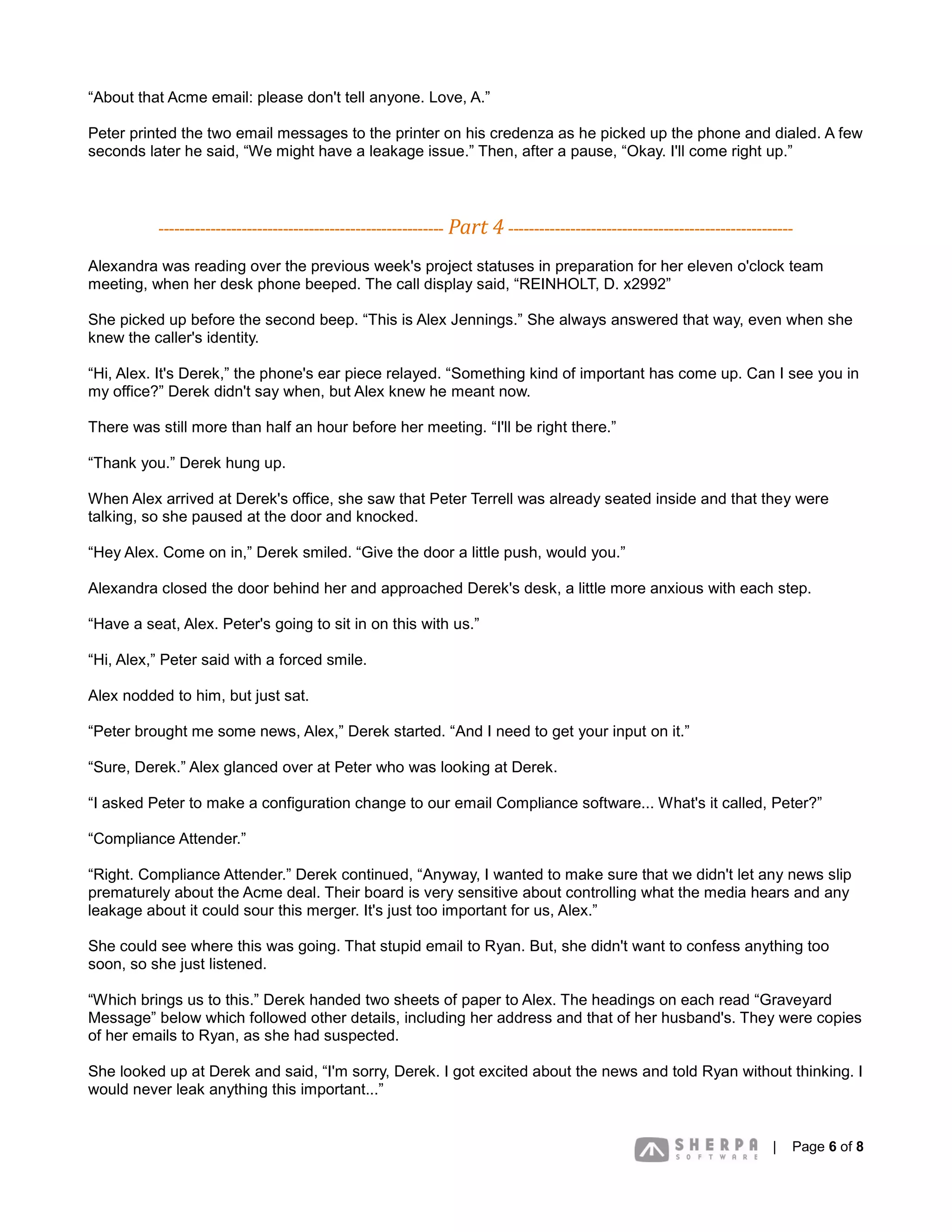 Sherpa Short Story: Data Leakage at Gensui Imaging | PDF