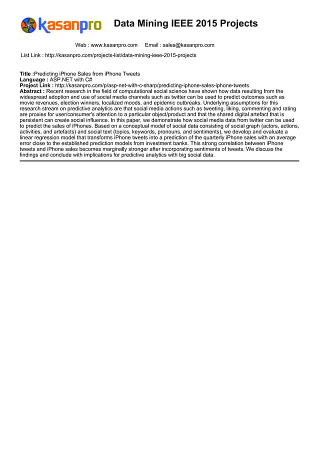 Data Mining IEEE 2015 Projects | PDF