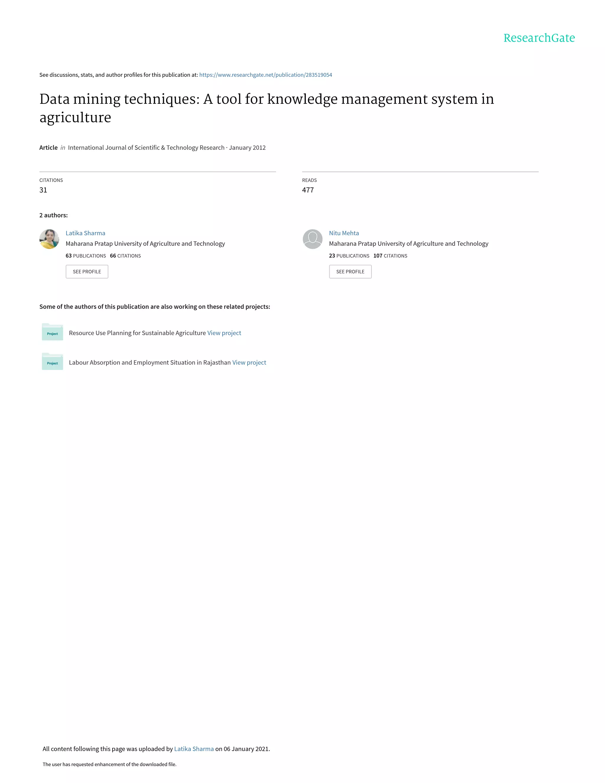Data Mining Techniques A Tool For Knowledge Management System In