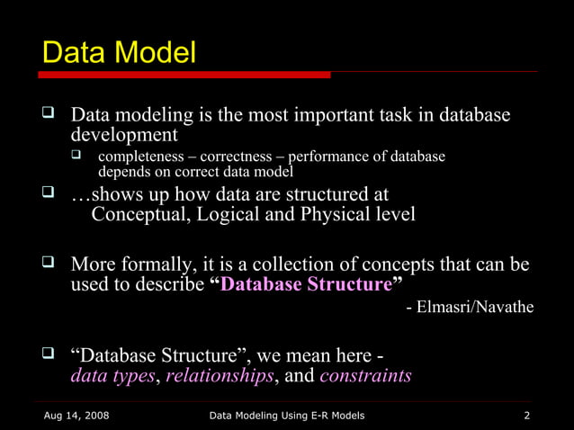 Data modeling | PPT