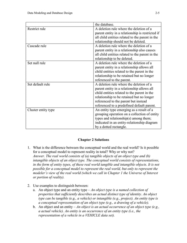 Data Modeling and Database Design 2nd Edition by Umanath Scamell Solution Manual | PDF
