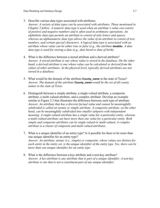 Data Modeling and Database Design 2nd Edition by Umanath Scamell Solution Manual | PDF