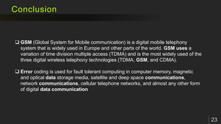 Phase Modulation , Error, Hamming Distance , GSM -Data Communication | PPTX