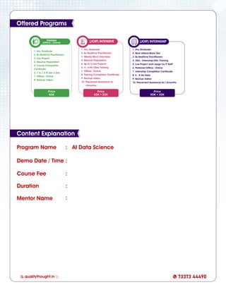 Data Science Course Curriculum - Quality Thought | PDF