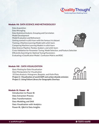Data Science Course Curriculum - Quality Thought | PDF