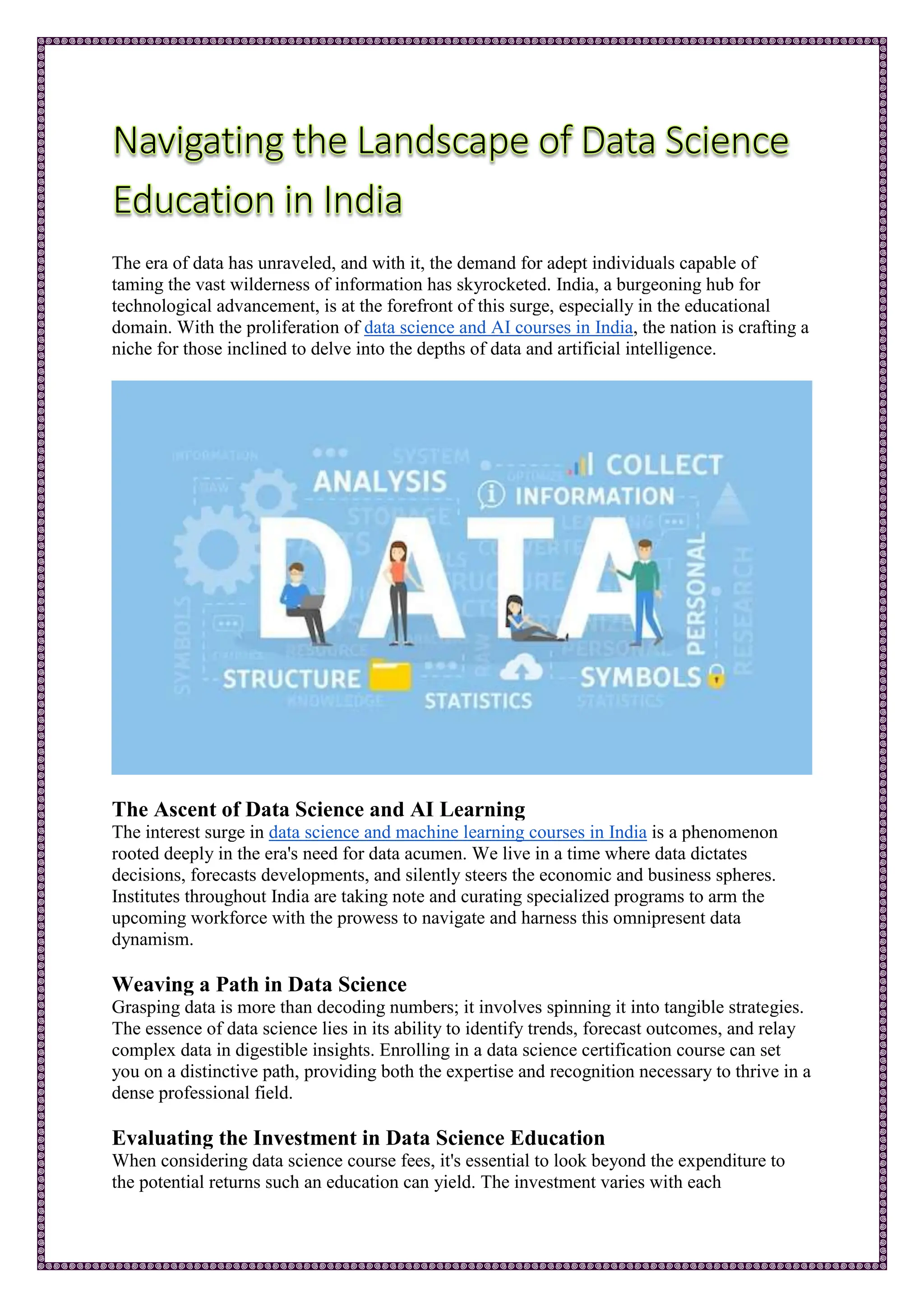 Navigating the Landscape of Data Science Education in India | PDF