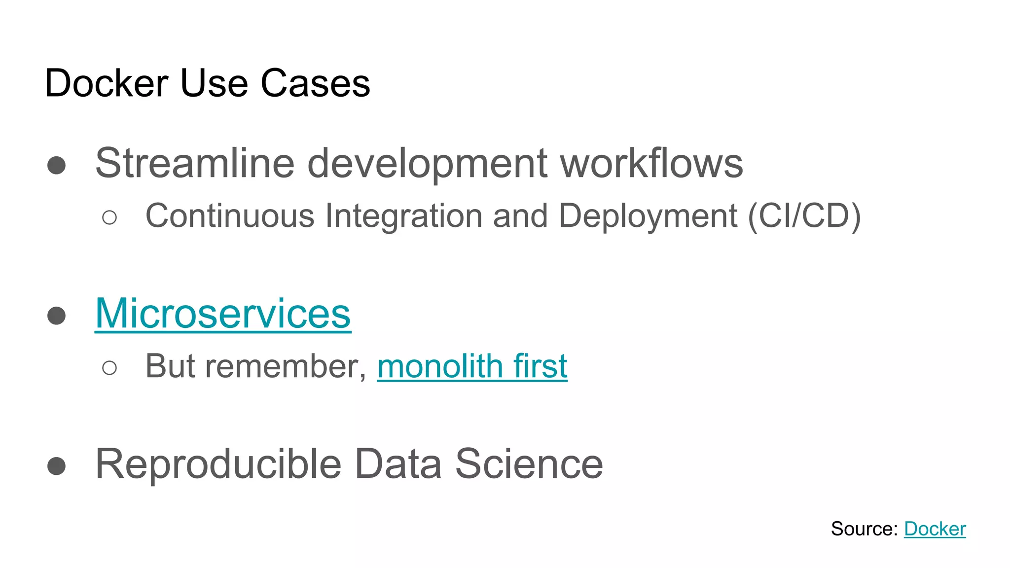 Data Science Workflows Using Docker Containers Ppt