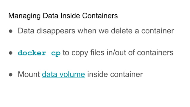 Data Science Workflows Using Docker Containers Ppt