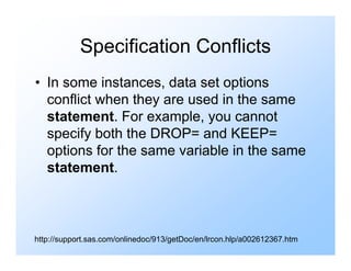 Introduction to SAS Data Set Options | PPT
