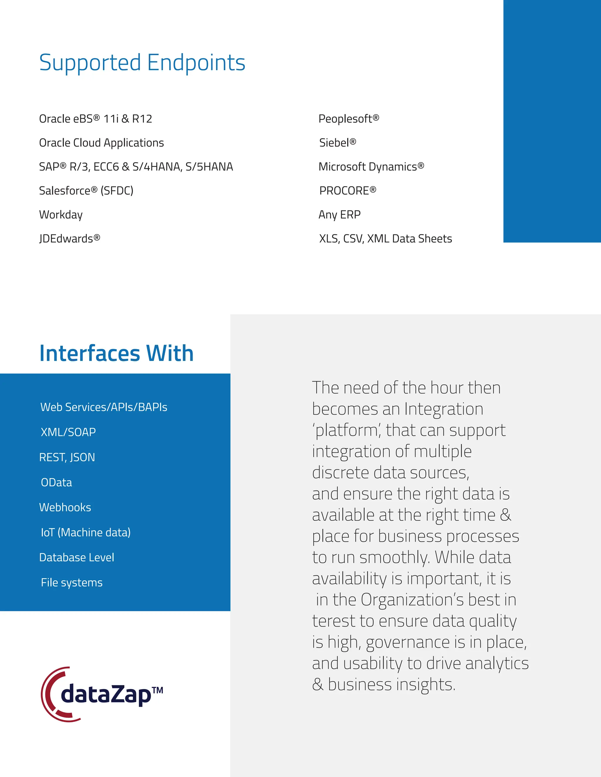 Data Sheet Cloud Integration Platform - dataZap | PDF