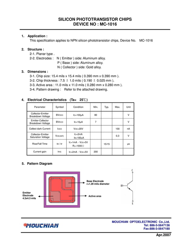 Data Sheet Of Mc 1016 | PDF | Physics | Science