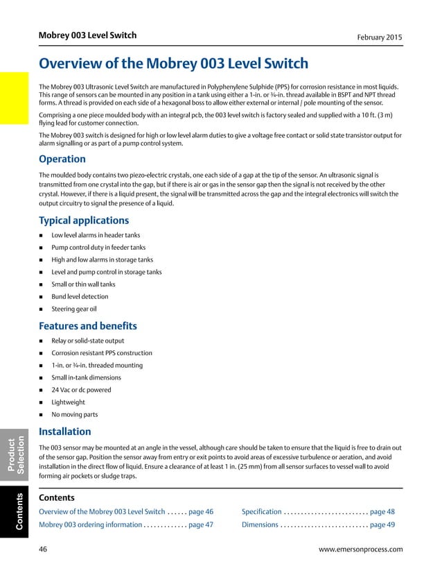 Float Level Switches & Measurement Instruments By Raman Instruments Pvt. Ltd. | PDF