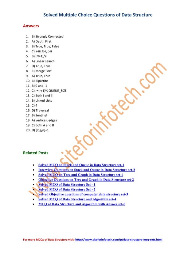 Data structure - mcqs | PDF