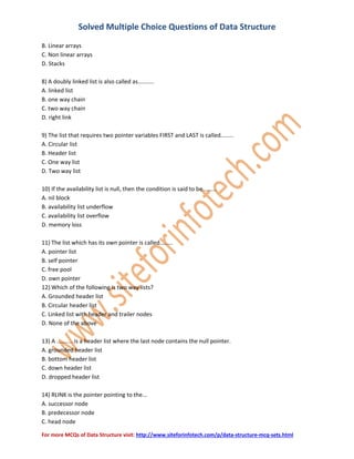 Data structure - mcqs | PDF