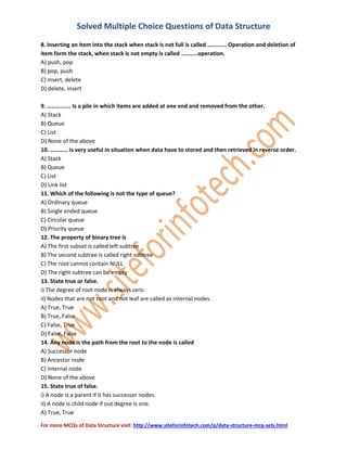 Data structure - mcqs | PDF