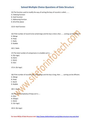 Data structure - mcqs | PDF
