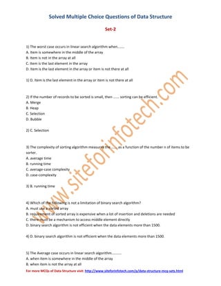 Data structure - mcqs | PDF