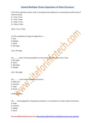 Data structure - mcqs | PDF