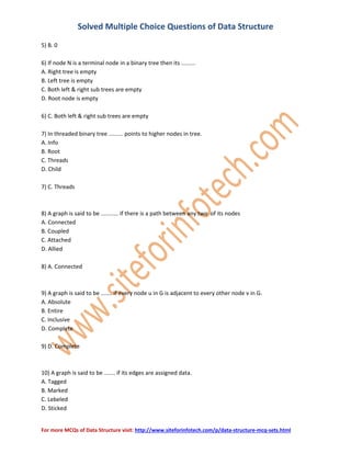 Data structure - mcqs | PDF