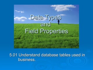 Data Types And Field Properties | PPT