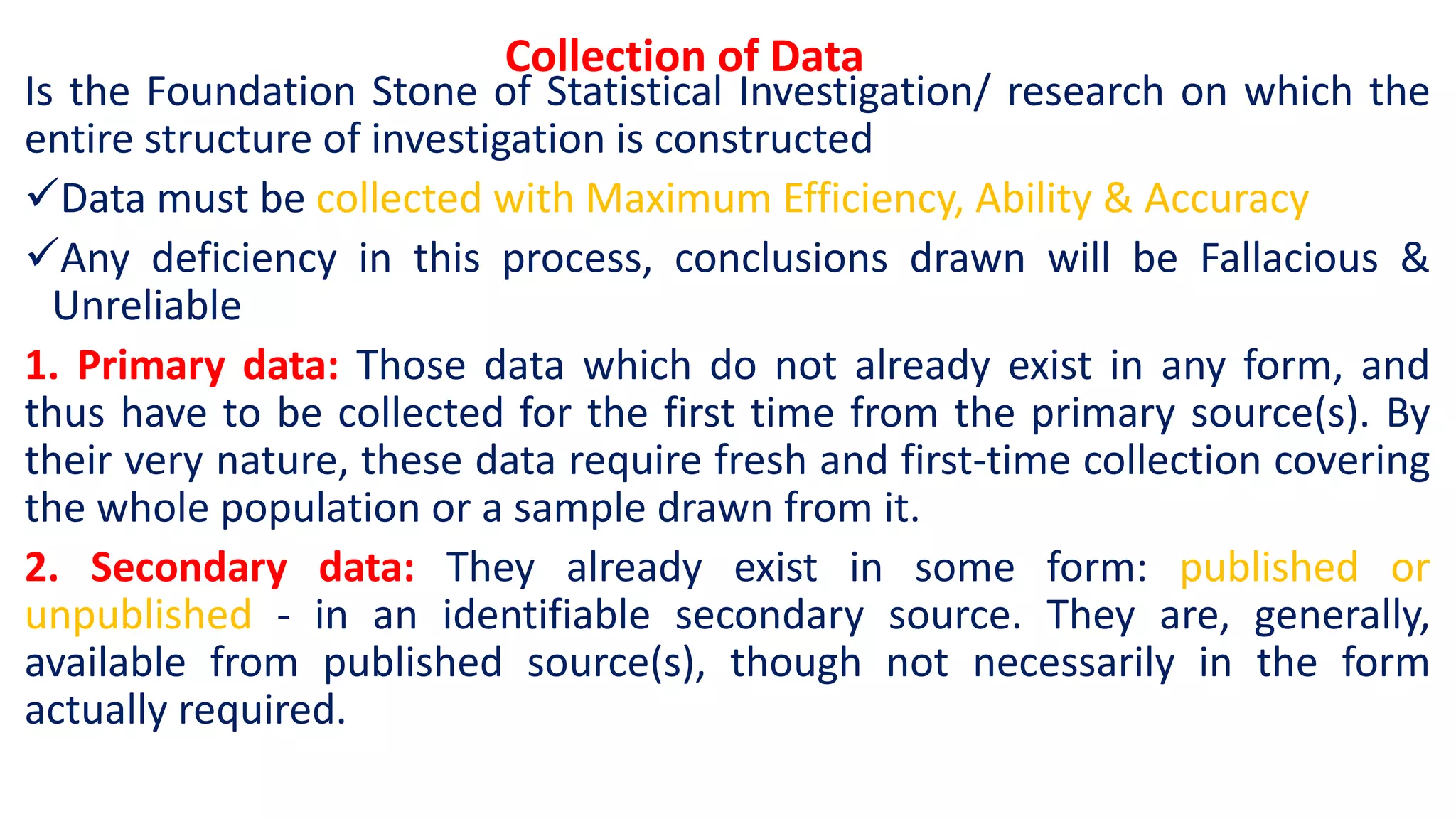DATA - TYPES & METHODS OF THEIR COLLECTION.pptx | Science