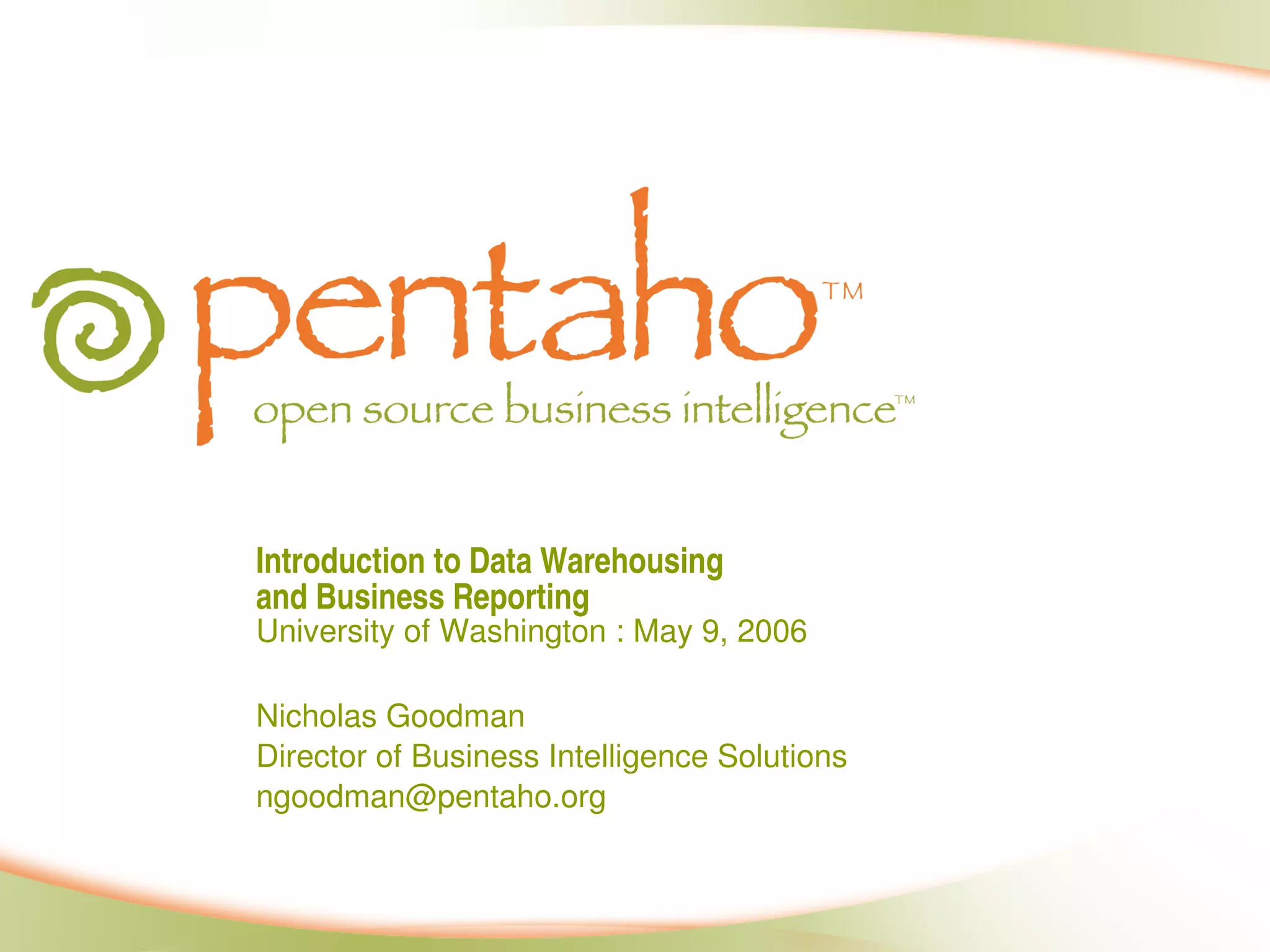 Data Warehouse 101 - U W Guest Lecture | PDF