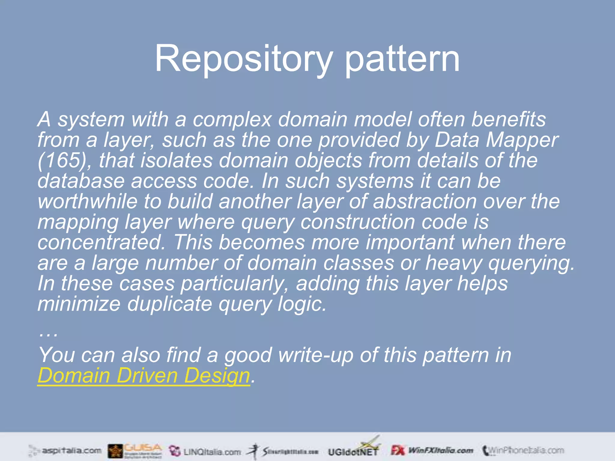 Build a LINQ-enabled Repository | PPTX | Databases | Computer Software and Applications