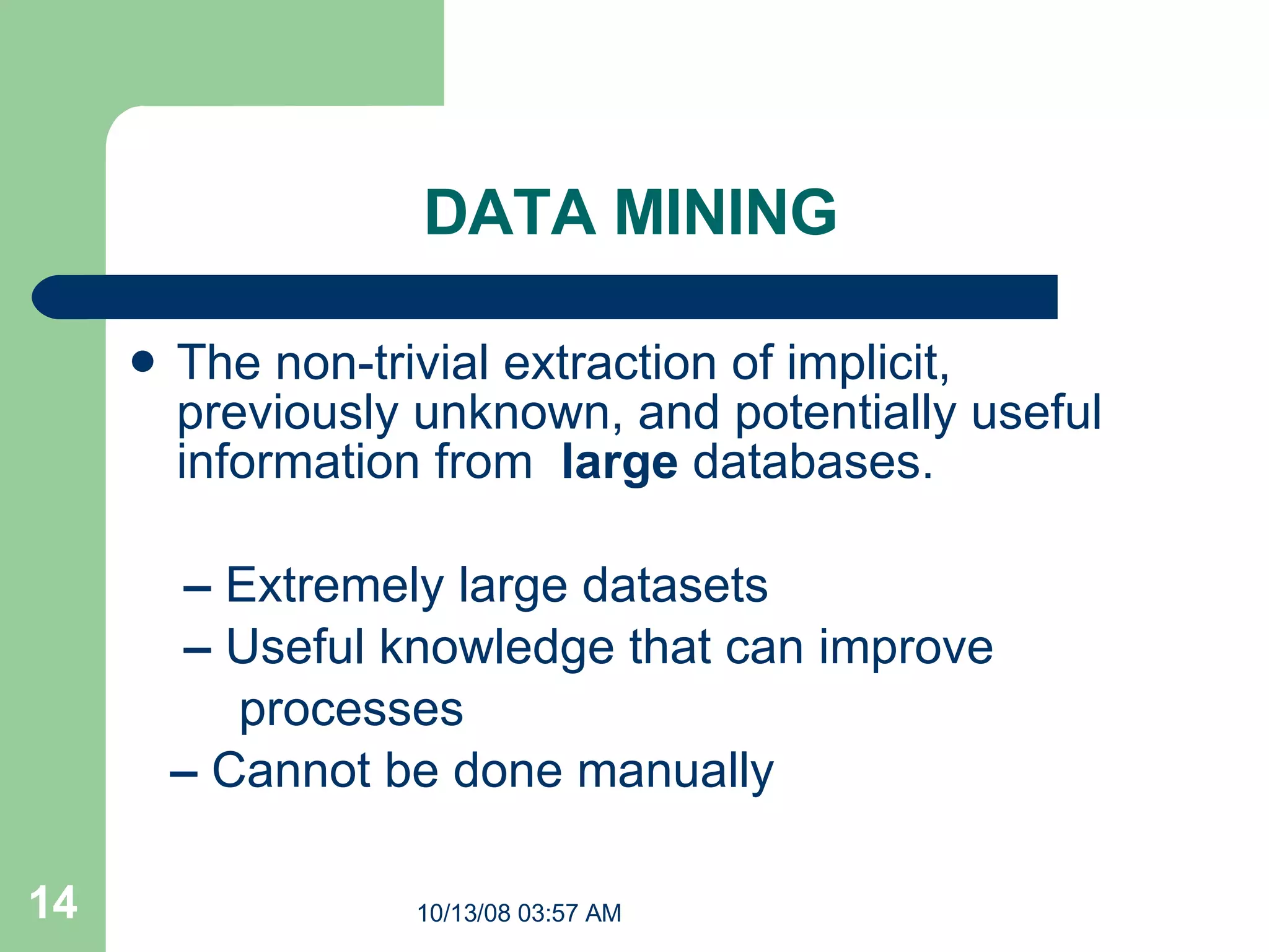 DATA WAREHOUSING AND DATA MINING | PPT