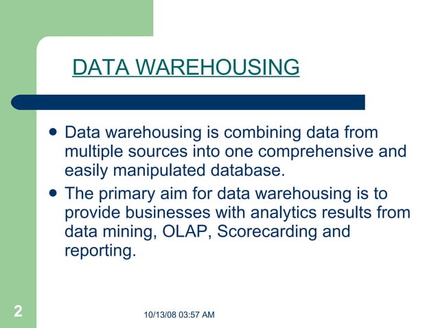 DATA WAREHOUSING AND DATA MINING | PPT
