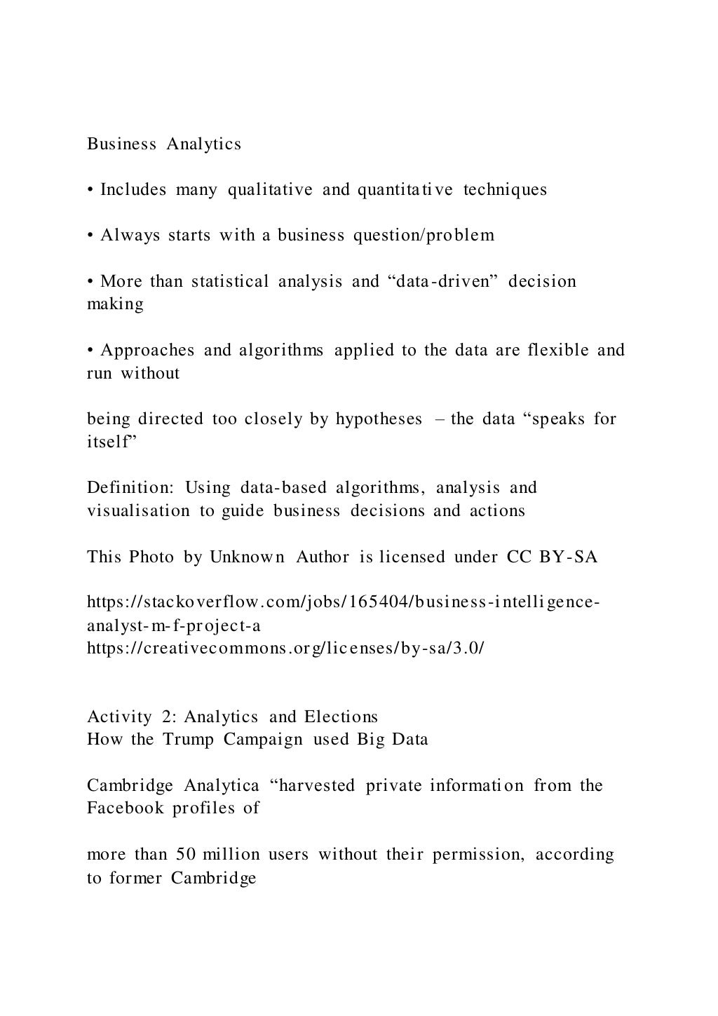 DATA4000 Introduction to Business AnalyticsWhat is Bus | DOCX