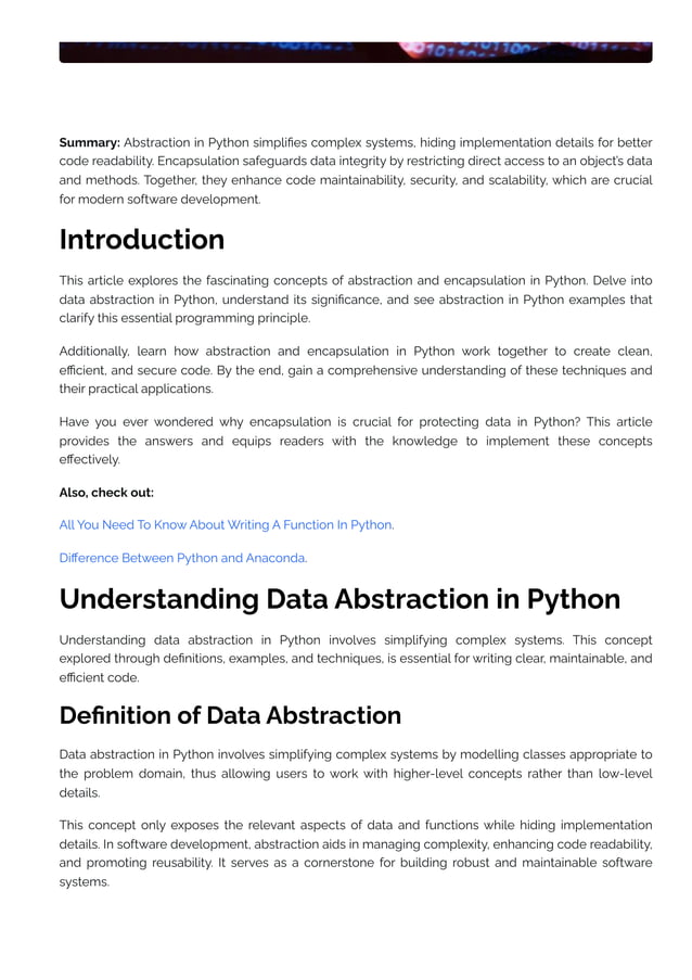 Understanding Data Abstraction And Encapsulation In Python Pdf