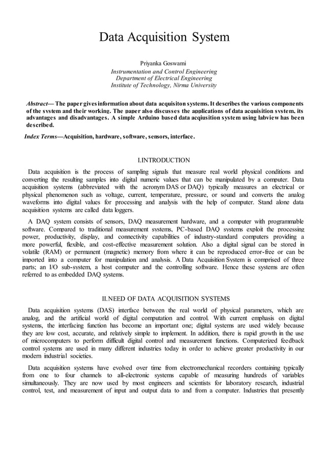 Data Acquisition System | PDF