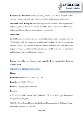 Data Acquisition Systems | Digilogic Systems | PDF