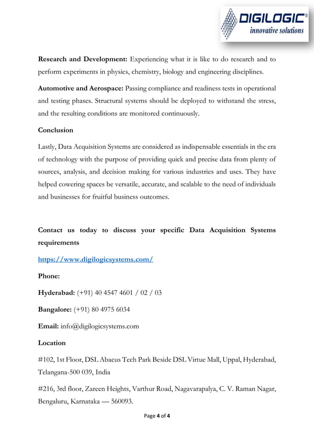 Data Acquisition Systems | Digilogic Systems | PDF