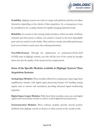 Data Acquisition Systems from Digilogic Systems | PDF | Computer Networking | Computing